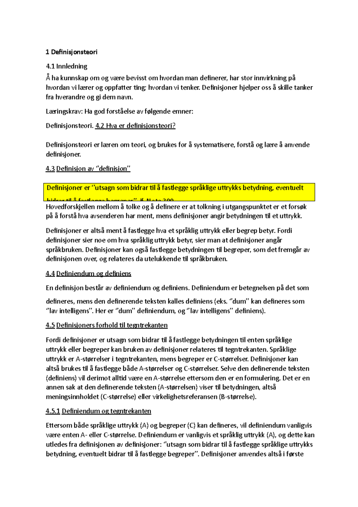 Exfac - Oppsumering DEL 29 - 1 Definisjonsteori 4 Innledning Å ha ...