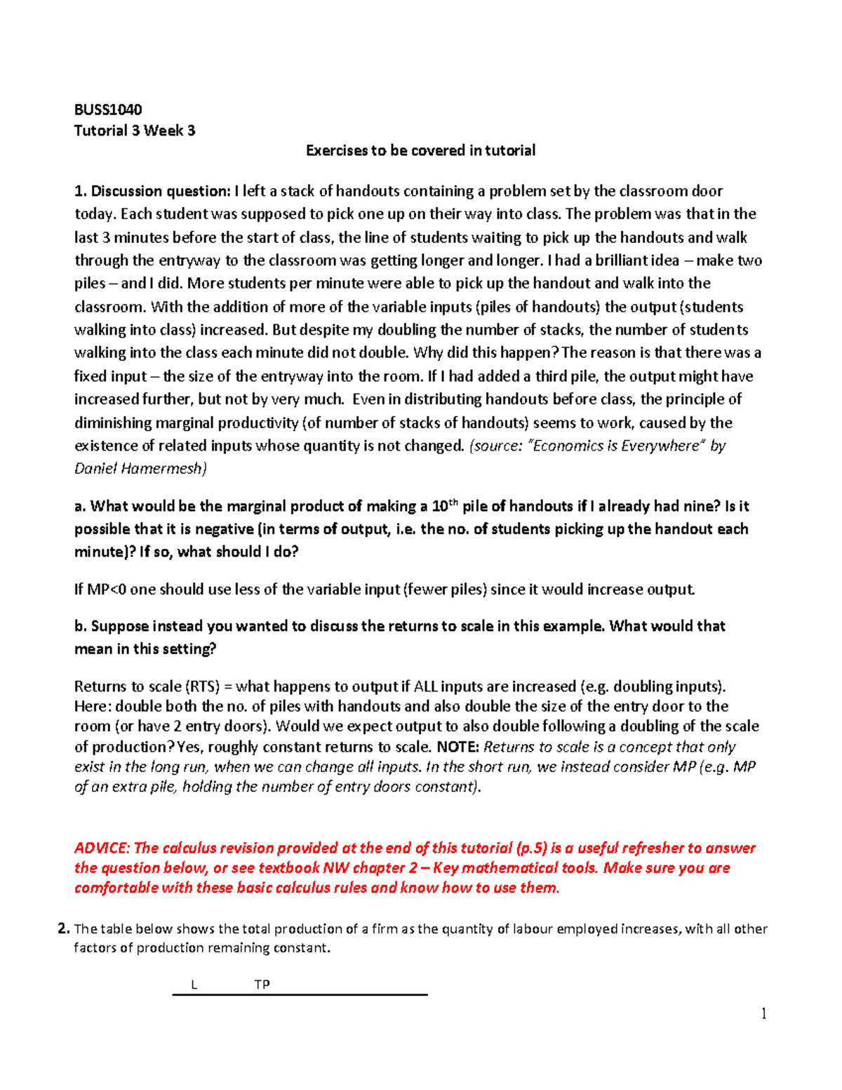 Buss1040 - Tutorial 3 Answer - BUSS Tutorial 3 Week 3 Exercises to be covered in tutorial 1 ...