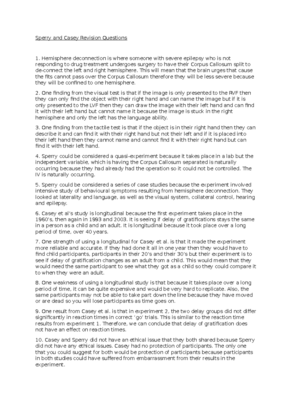 Sperry and Casey Practice Questions - Sperry and Casey Revision ...