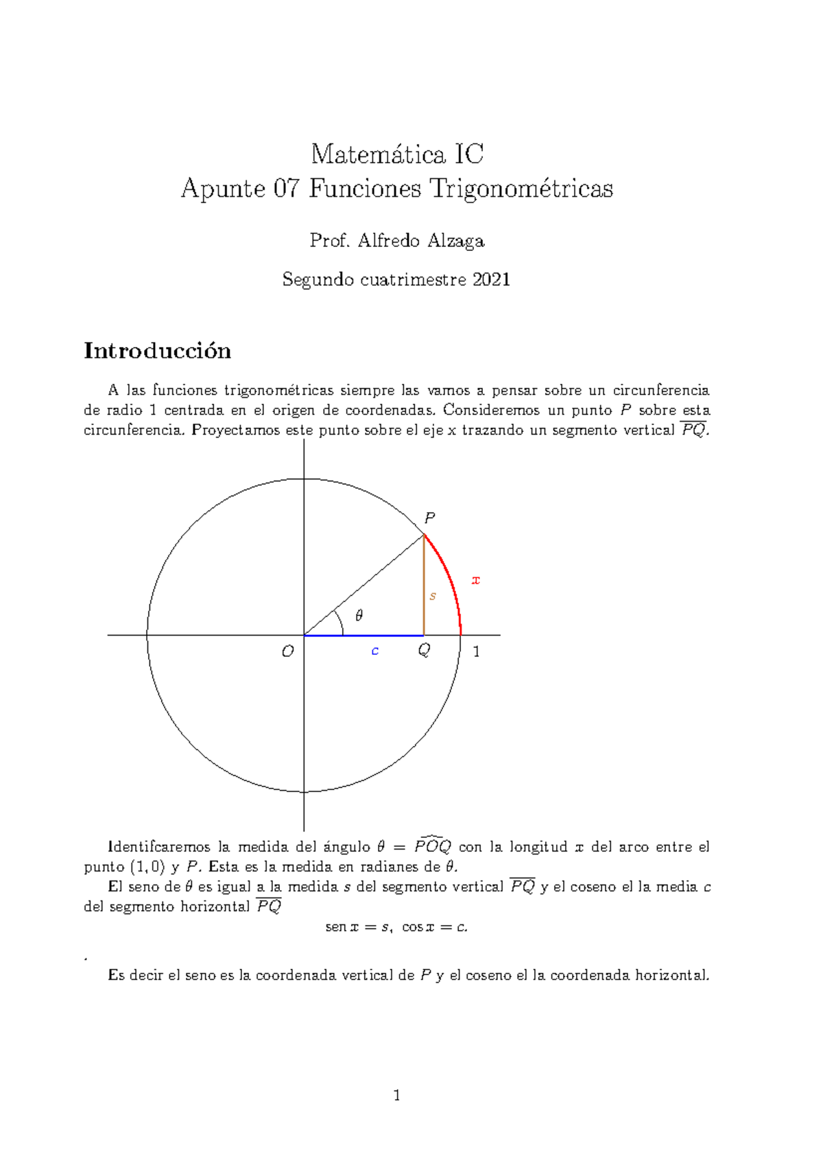 A03 trigonometricas - erwrwer - Matem ́atica IC Apunte 07 Funciones Trigonom ́etricas Prof ...
