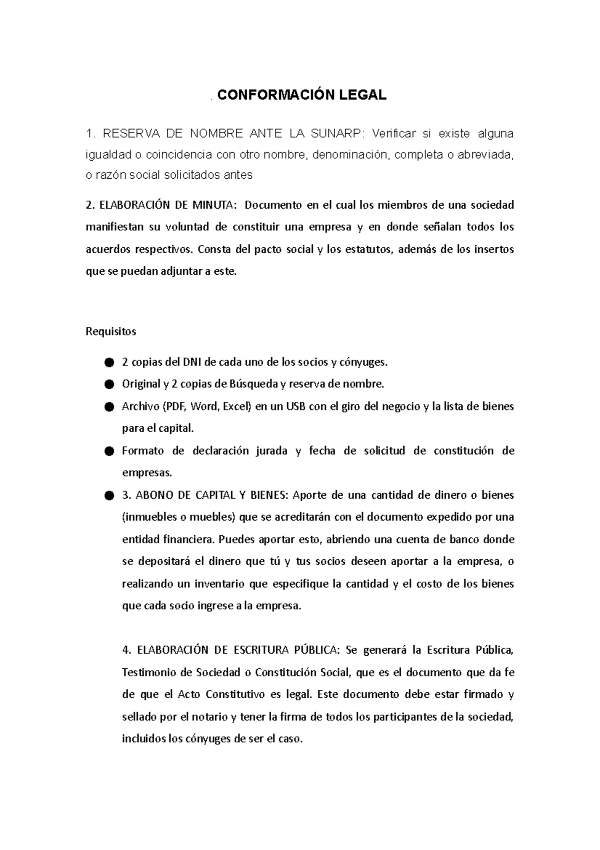 Conformación Legal - sdadw - . CONFORMACIÓN LEGAL 1. RESERVA DE NOMBRE ...