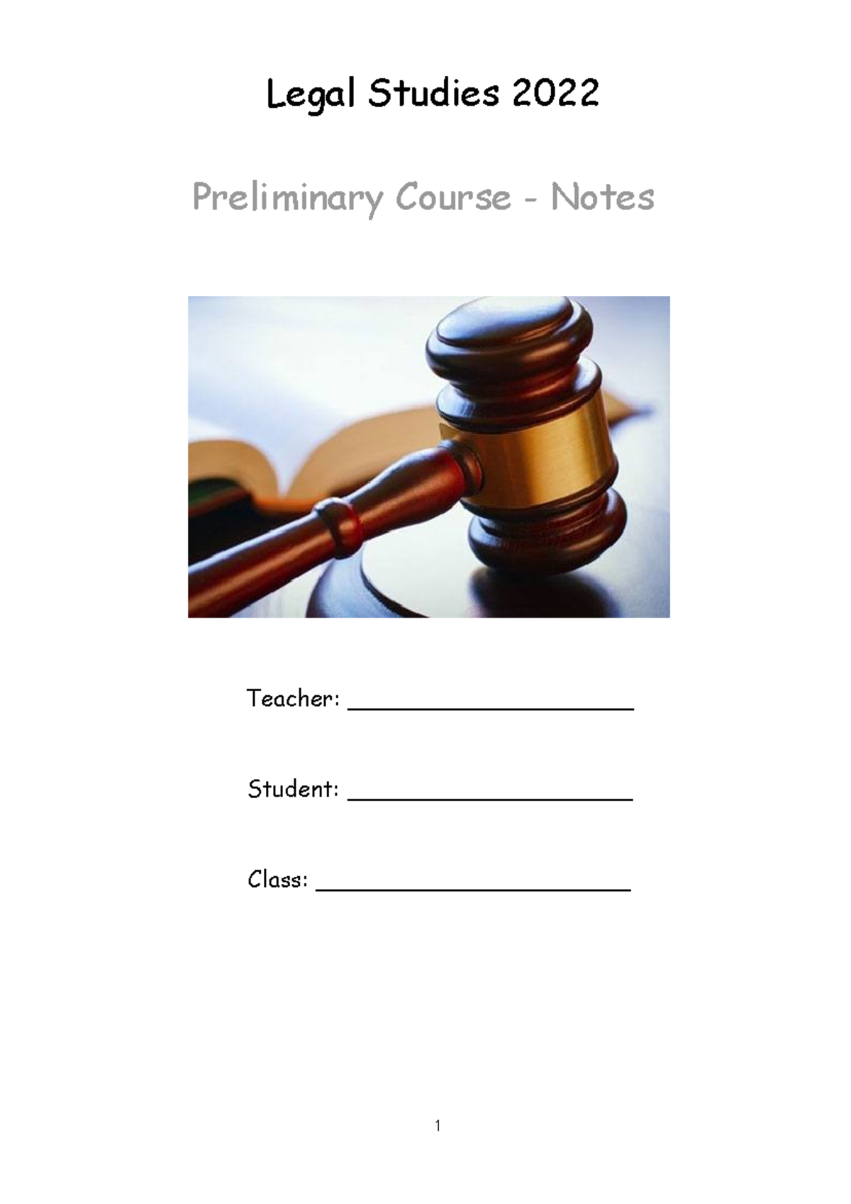 The Legal System Prelim Notes - Legal Studies 2022 Preliminary Course ...