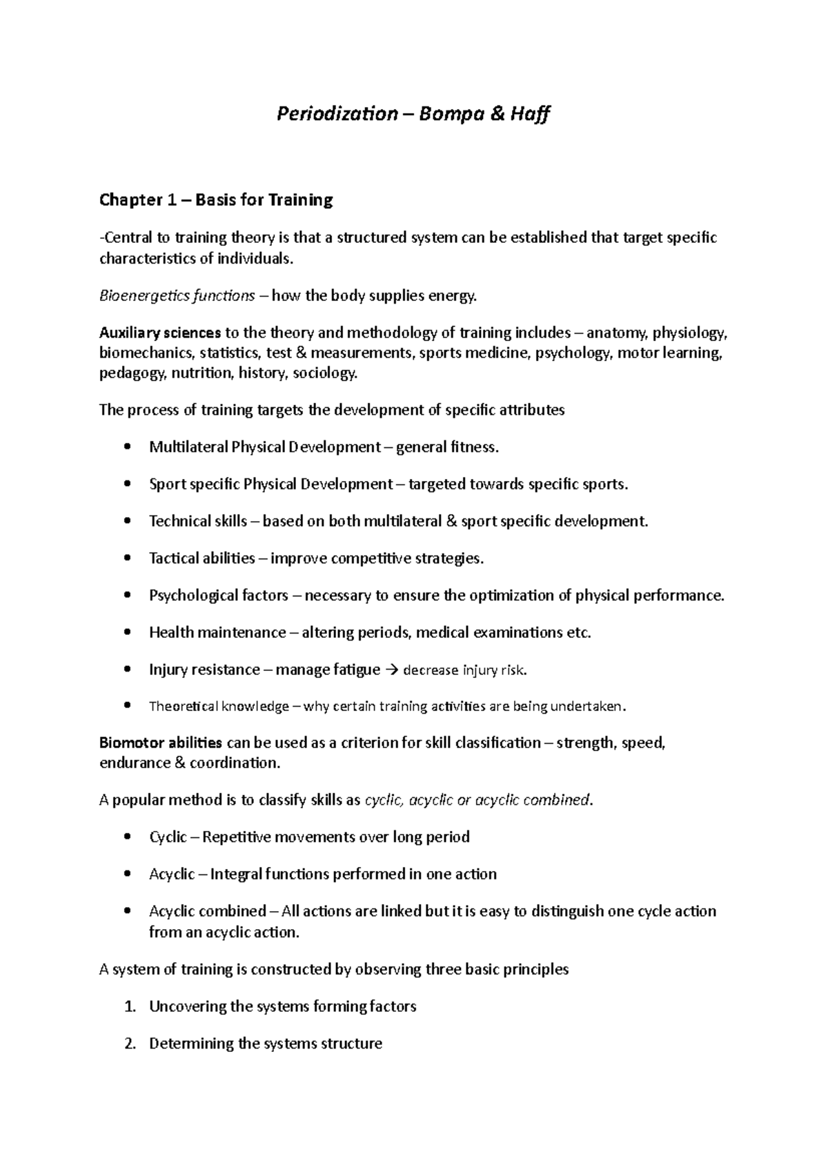 Periodization - Sammanfattning Träningslära - Periodization Bompa Haff ...