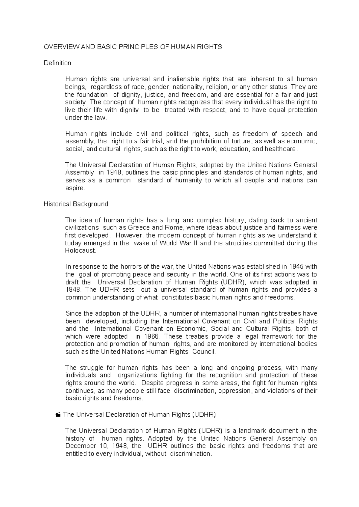 Human Rights - Introduction - OVERVIEW AND BASIC PRINCIPLES OF HUMAN ...