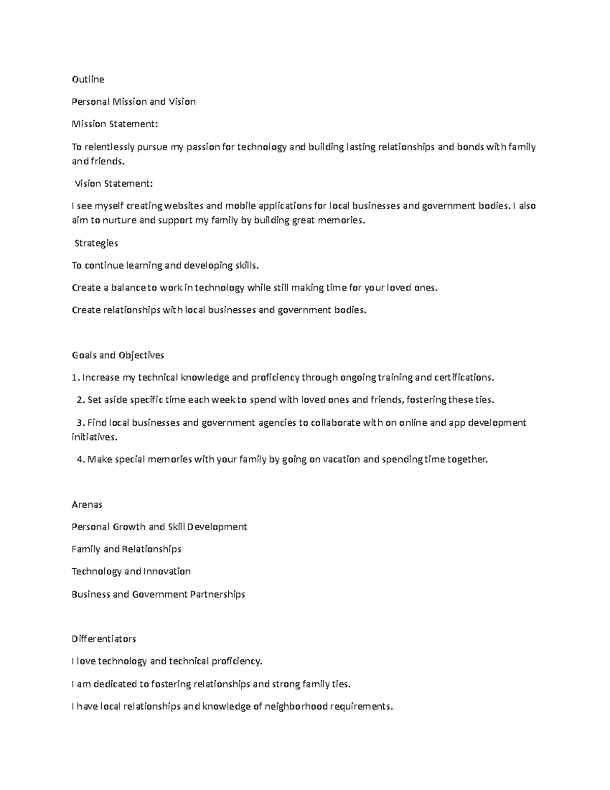 Business Unit 5 Learning Journal - Outline Personal Mission and Vision ...
