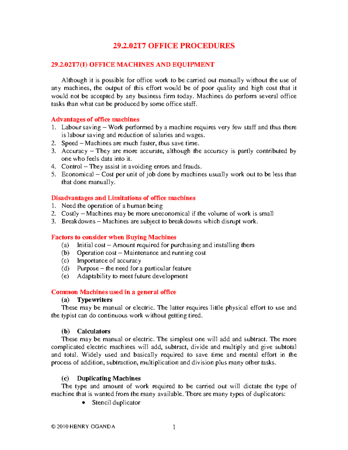 29.2.02 Management AND Organization 3 - Office Procedures - 29 OFFICE ...