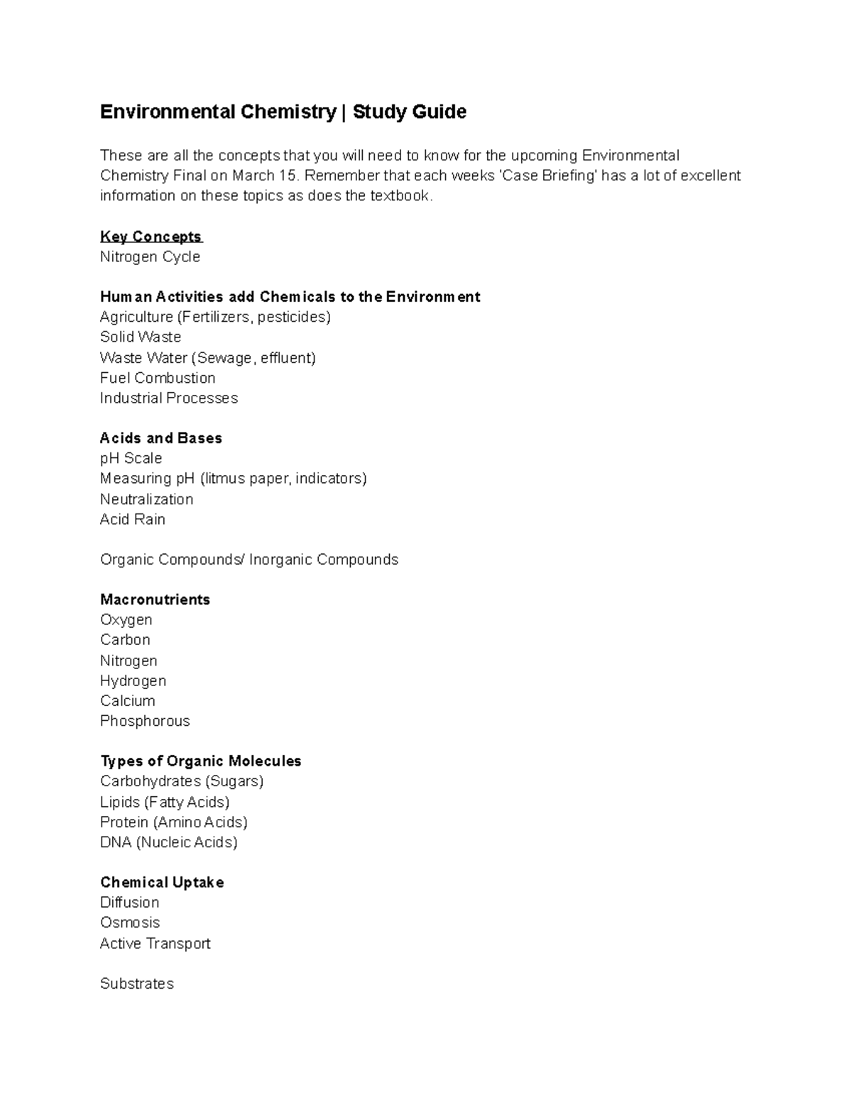 Environmental Chemistry Study Guide - Environmental Chemistry | Study ...