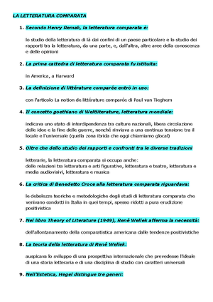Paniere critica letteraria e letterature comparate lm39 pegaso - Secondo Henry Remak, la ...