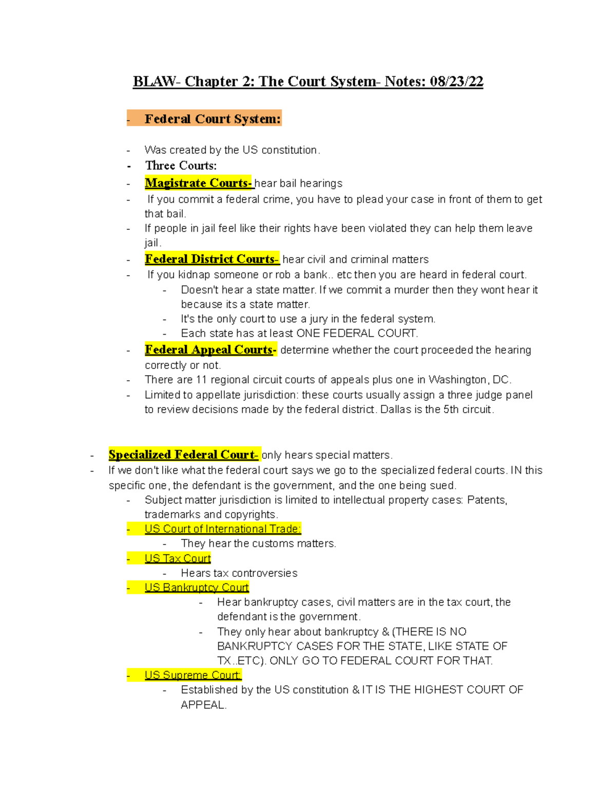 BLAW- Chapter 2 The Court System- Notes - Three Courts: - Magistrate ...