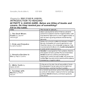 Module 1 Lesson 1 and 2 Exercises - Kevin John A. Gonzales GEC008 BAPOS ...