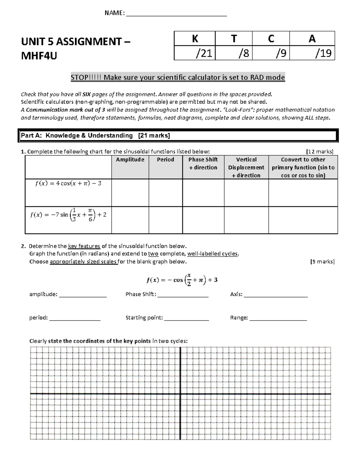 Unit 5 Test (Part 2) 2024 - NAME: _____________________________ UNIT 5 ...