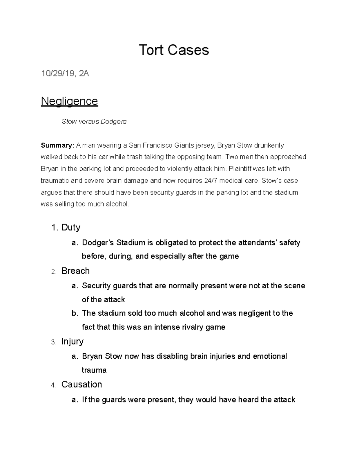 Tort Cases - Homework for explaining the definitions within civil and ...