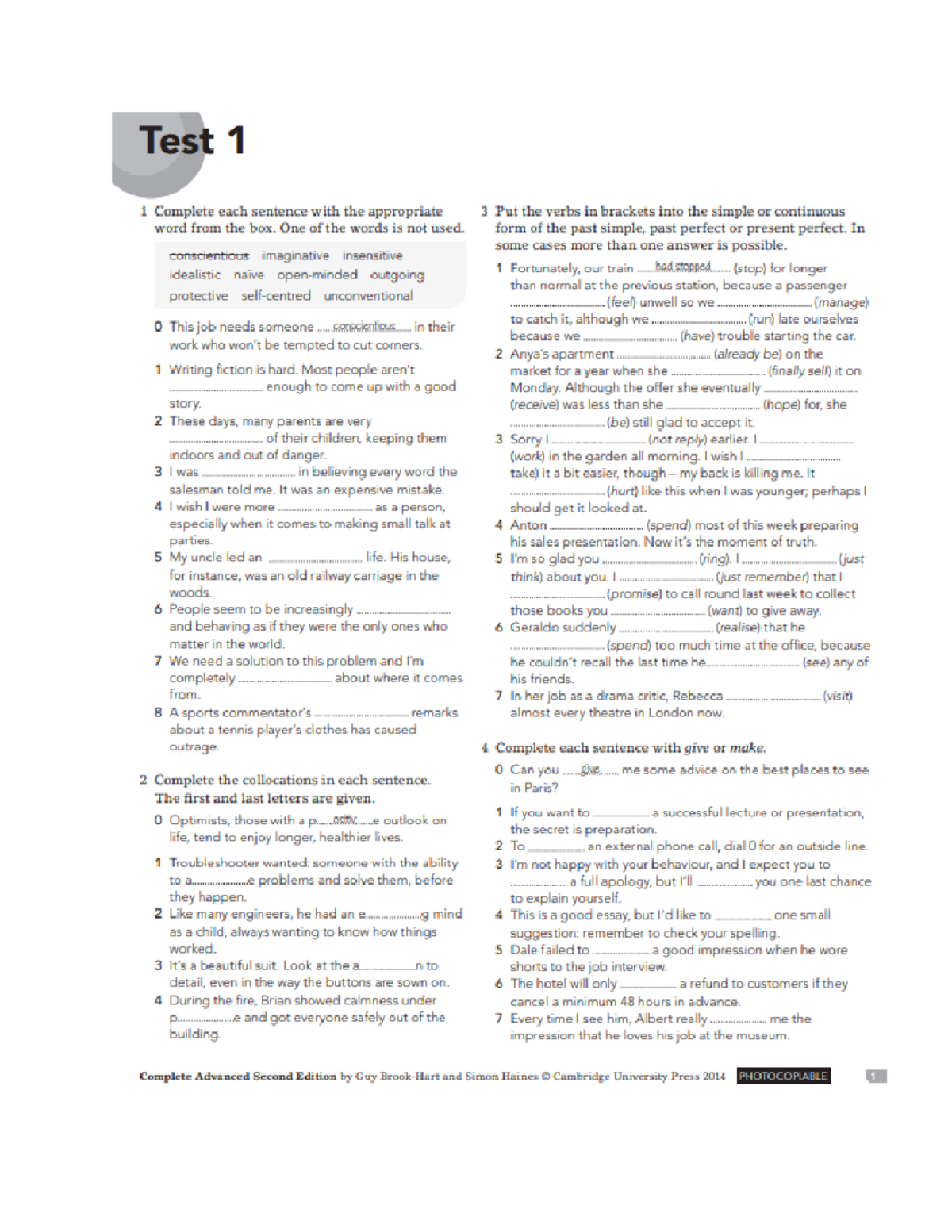 Progress Test 1 - English - Studocu