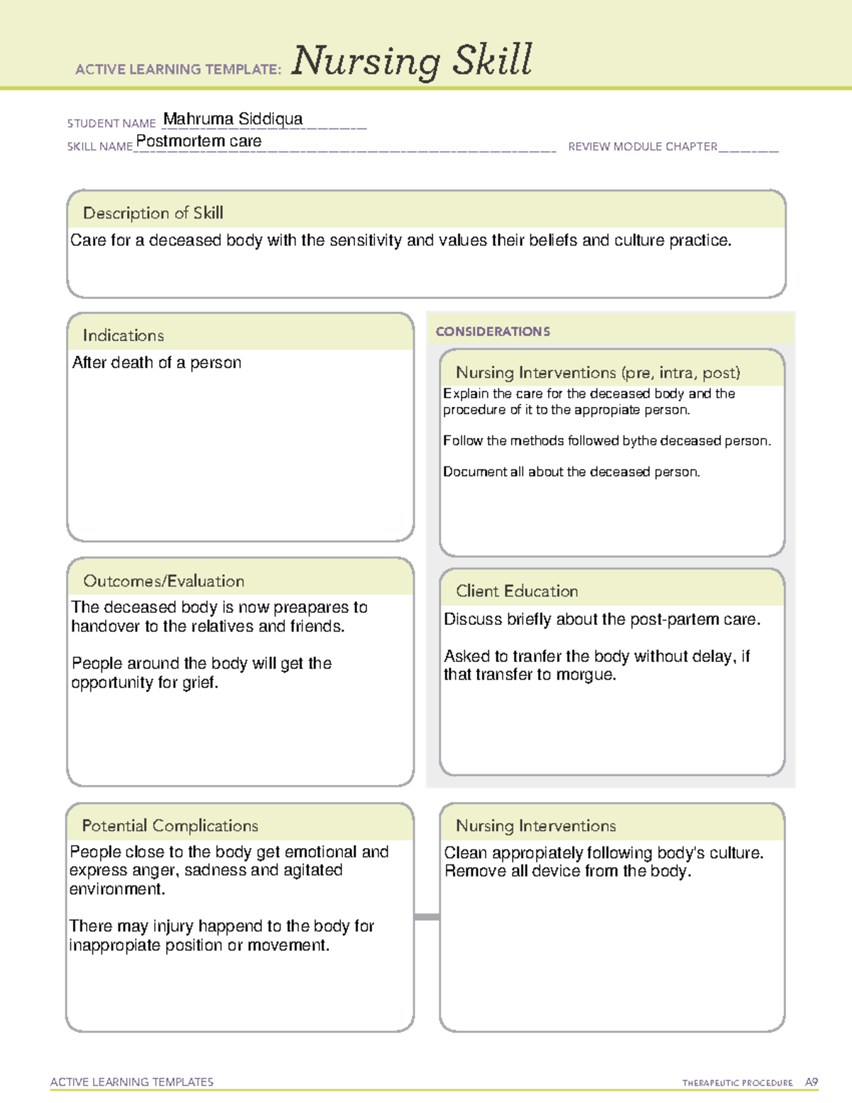 Active Learning Template Nursing Skill form - ACTIVE LEARNING TEMPLATES ...