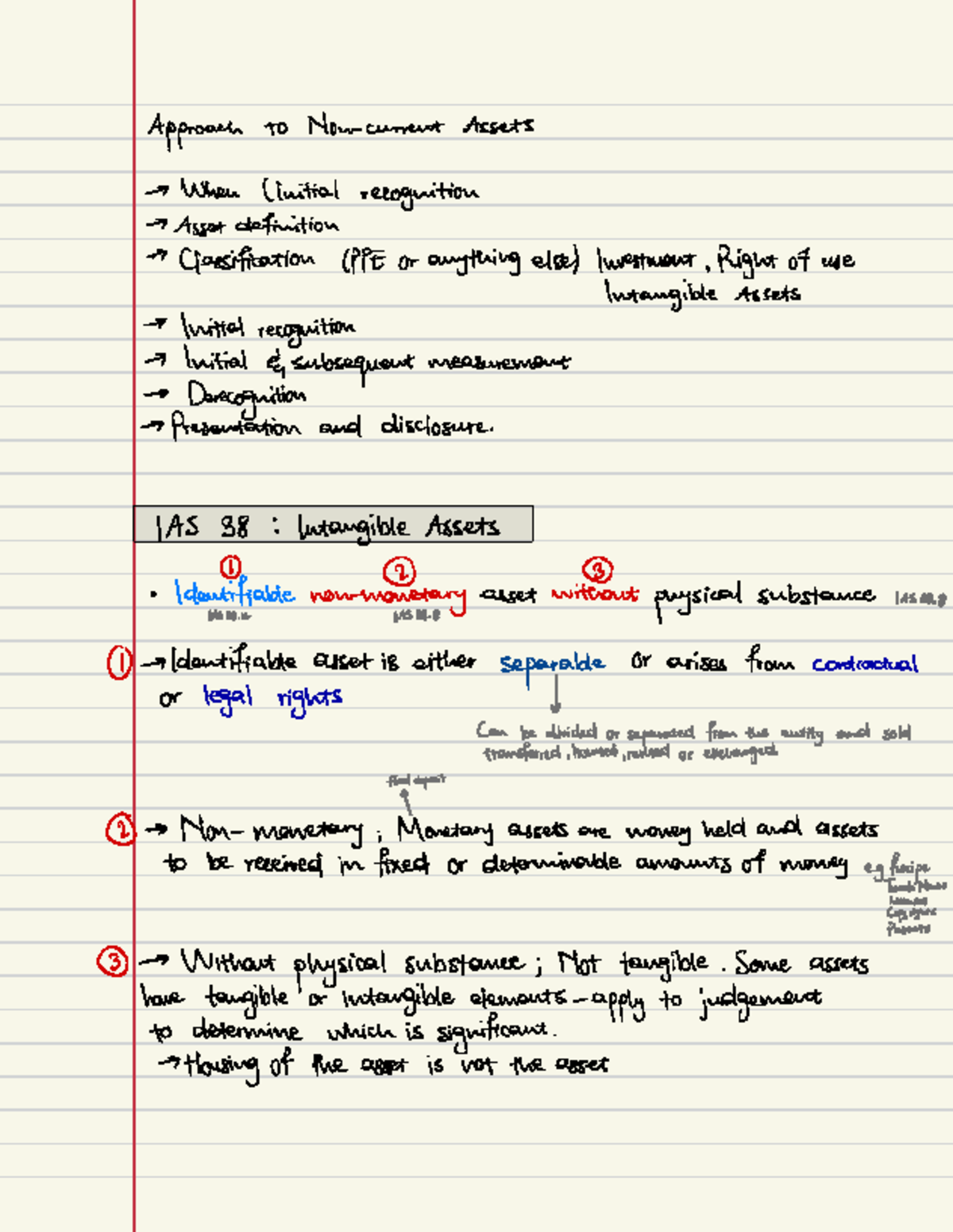 Intangible Assets - Approach to Non-cument Assets - > When (Initial recognition - > Asset - Studocu