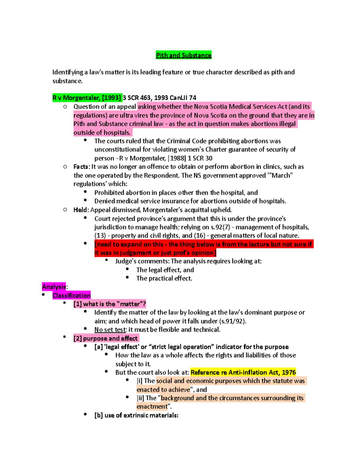 1. Pith and Substance - Pith and Substance Identifying a law’s matter ...