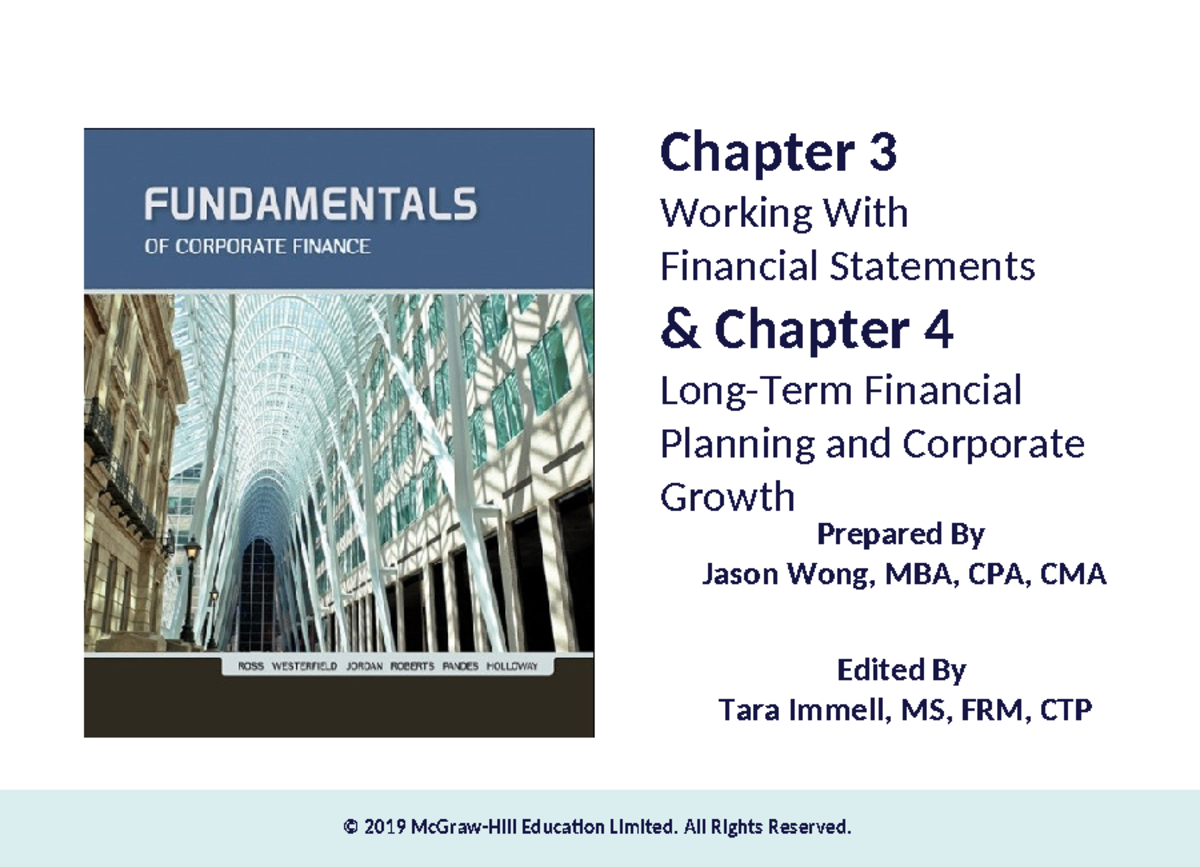 Ch 3 and 4 - lecture - Chapter 3 Working With Financial Statements ...