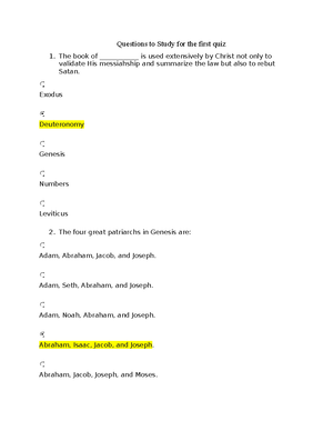 Quiz- The Old Testament Books of History - Question 1 1 / 1 pts Half of ...