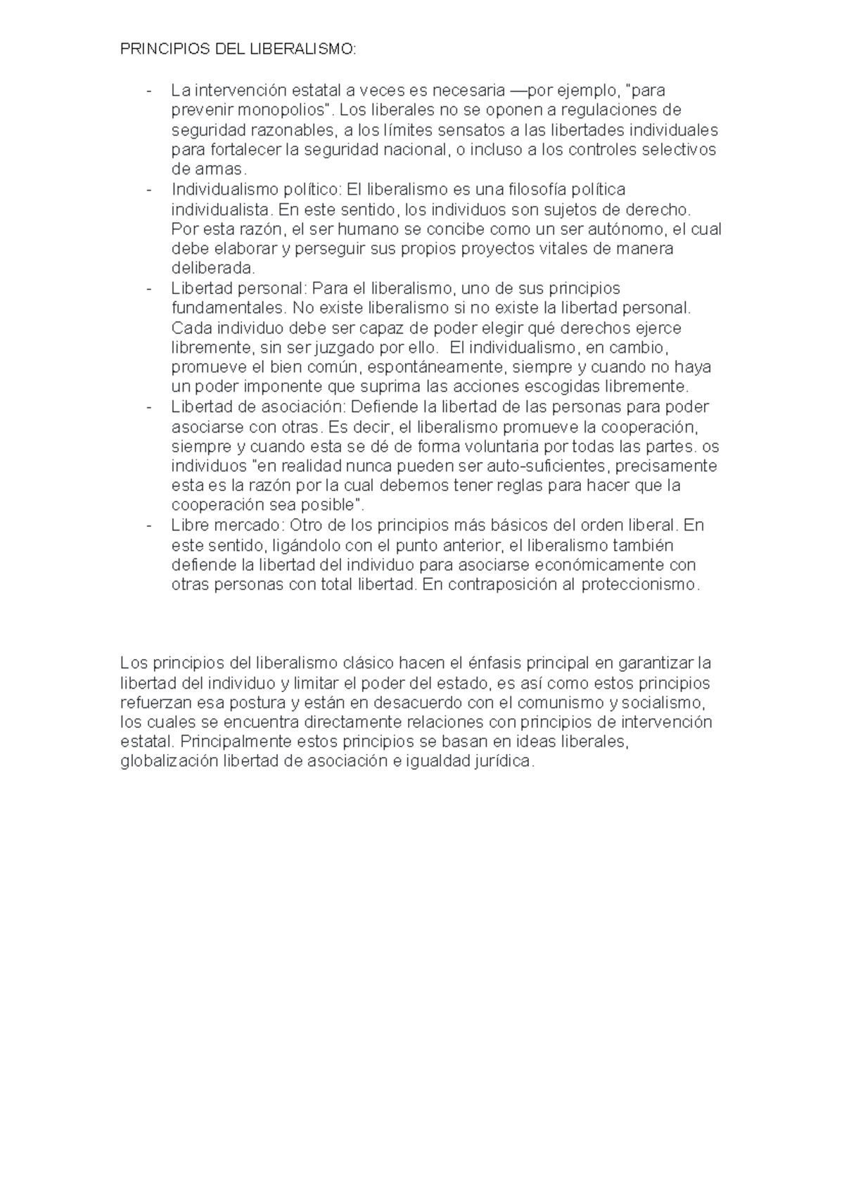 TA4 IB-Exposición - Resumen - PRINCIPIOS DEL LIBERALISMO: - La ...