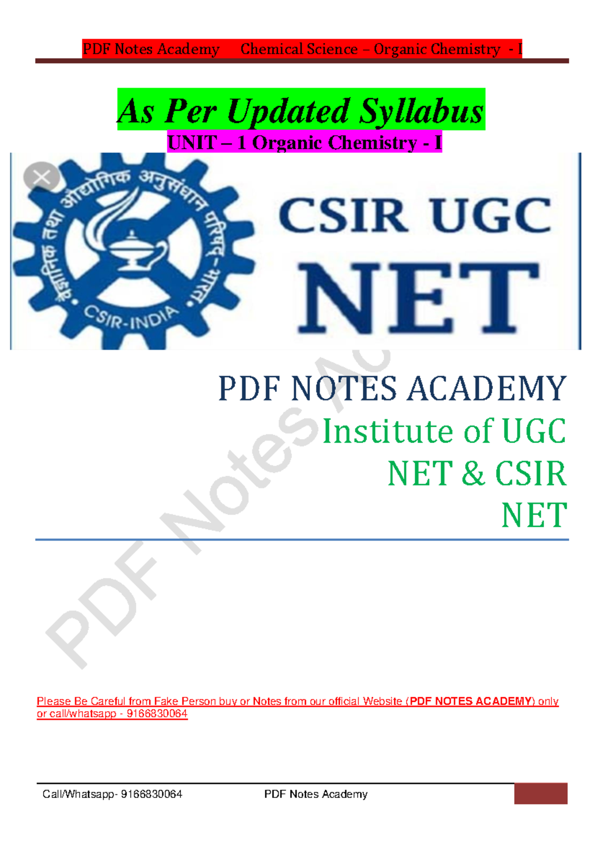 Organic - 1 - Notes for csir net examination - PDF Notes Academy ...