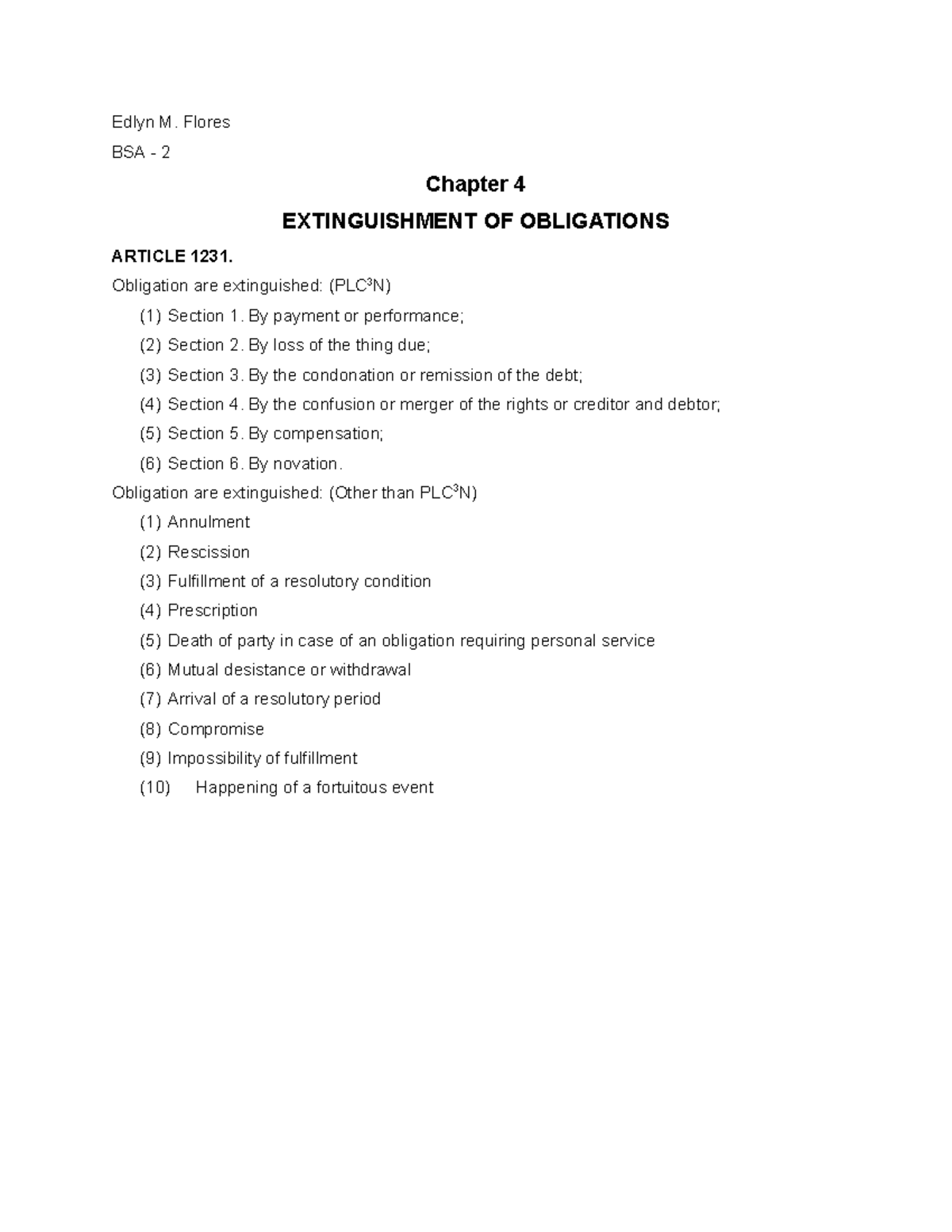 Chapter 4 - Edlyn M. Flores BSA - 2 Chapter 4 EXTINGUISHMENT OF ...