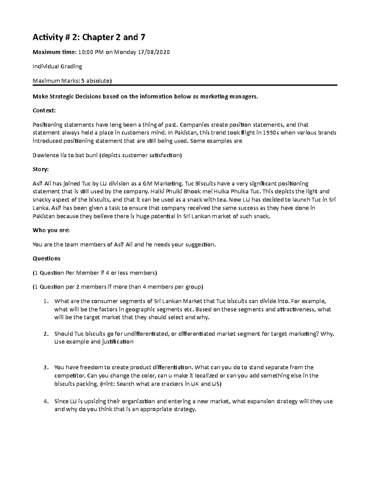 Activity 2 Chapter 2 And 7DAS Activity 2 Chapter 2 And 7 Maximum