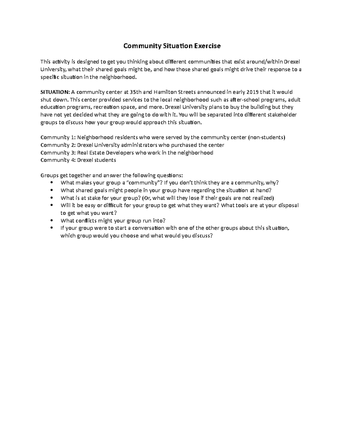 Community Situation Worksheet Spring 2020 Edition - Community Situation ...
