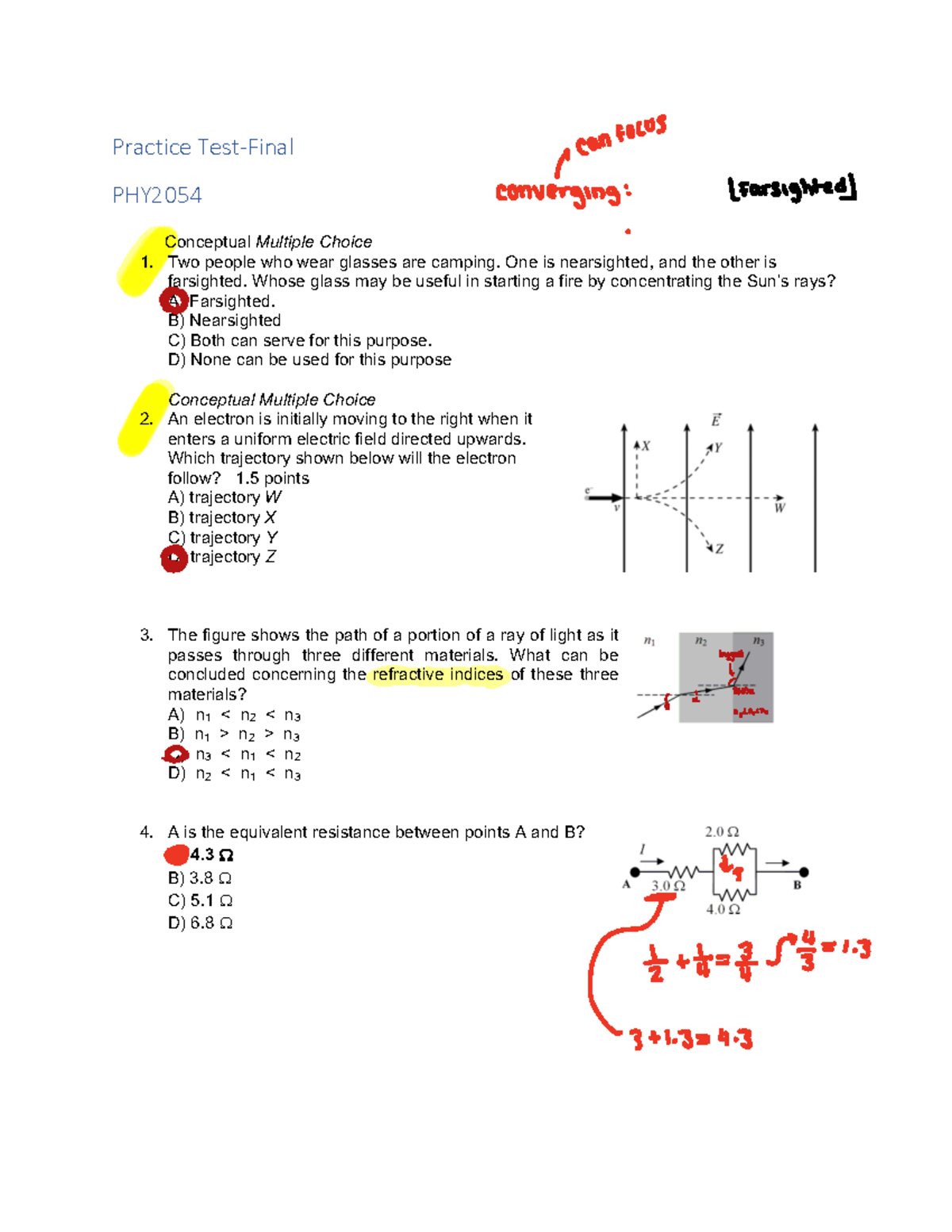 Practice Test-final - PHY 2054 - FIU - Studocu