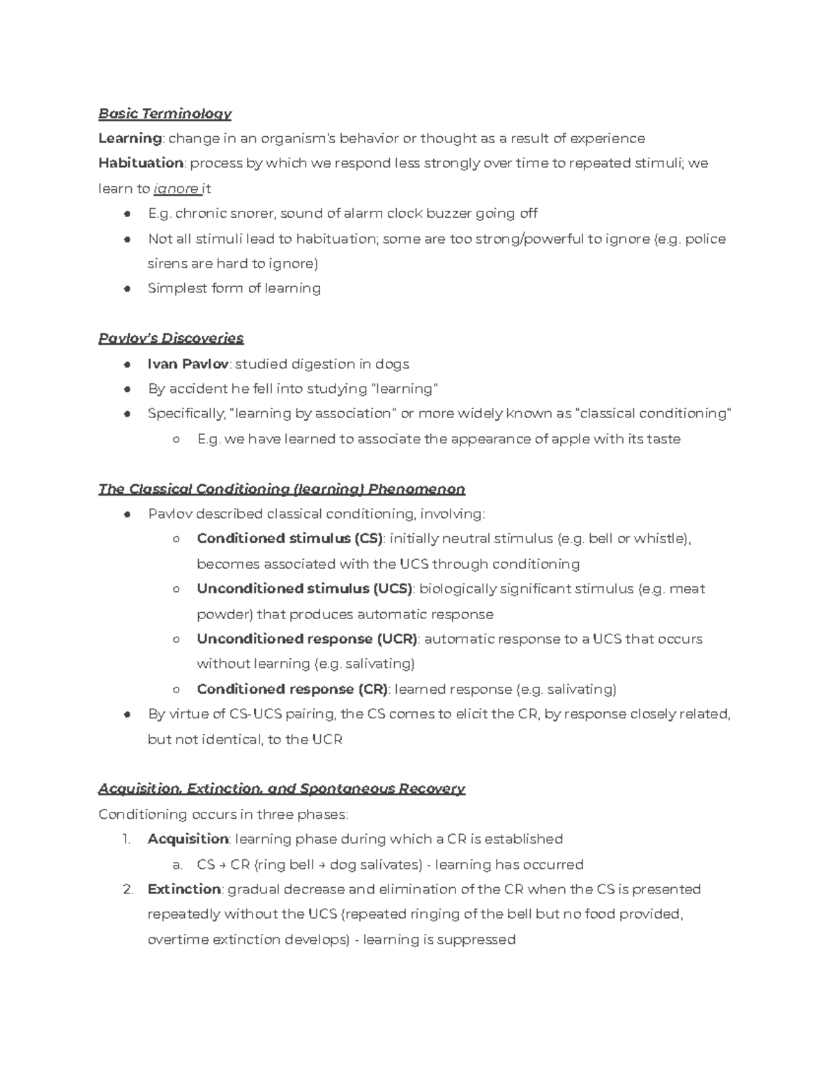 Foundations of Psychology Exam 2 Lecture Notes - Basic Terminology ...
