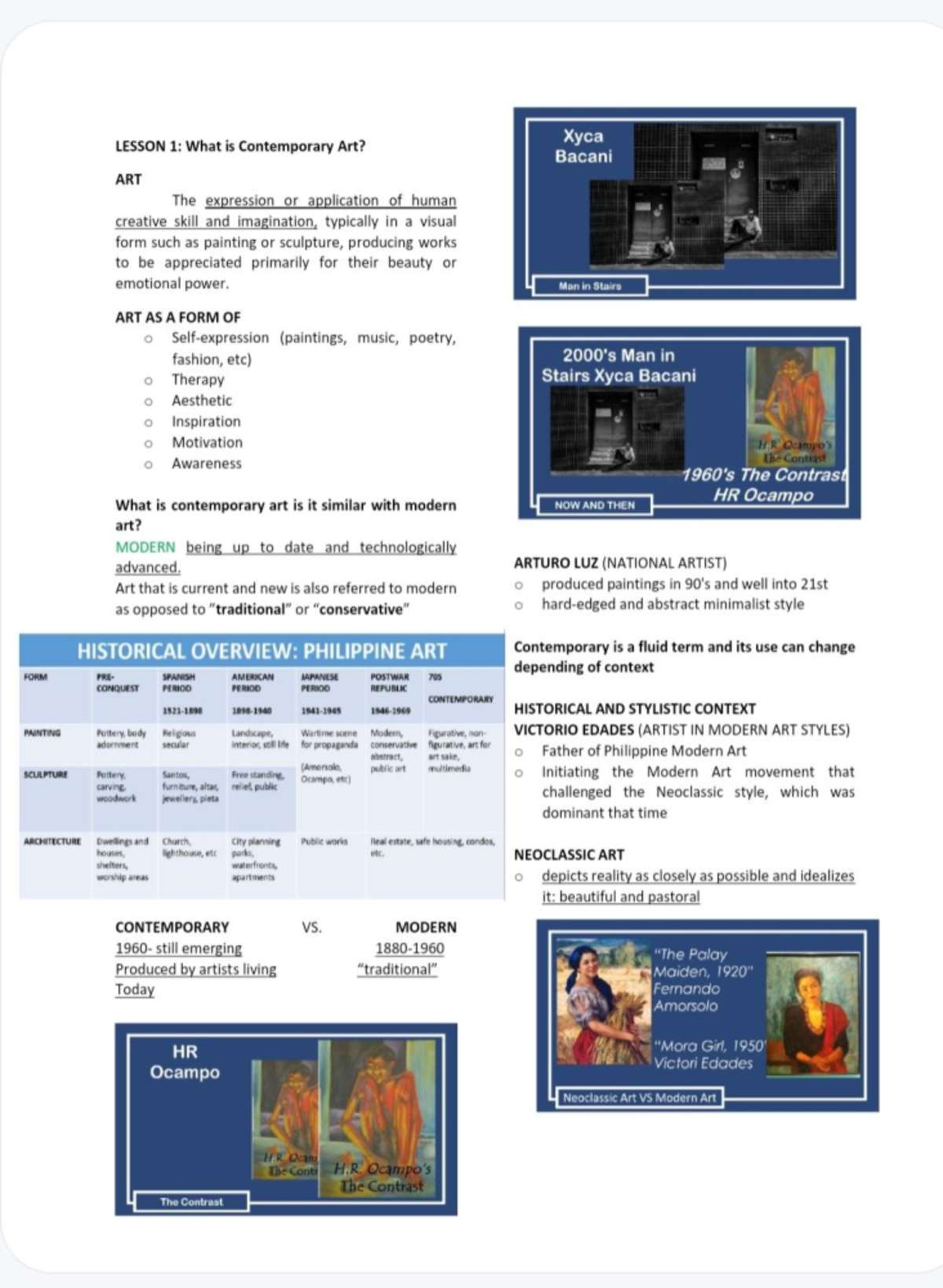 Conphil- Reviewer - Xyca LESSON 1: What is Contemporary Art? Bacani ART ...