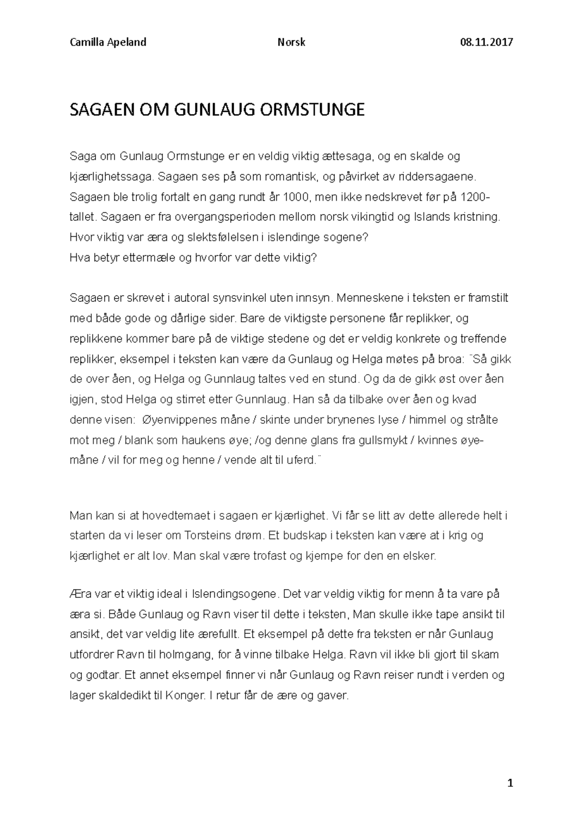 Norsk innlevering Gunlaug 2 - SAGAEN OM GUNLAUG ORMSTUNGE Saga om ...