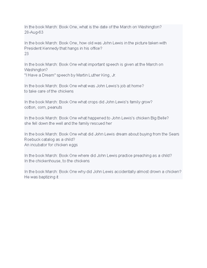 March Book One Class Discussion Questions - In the book, March, who is ...