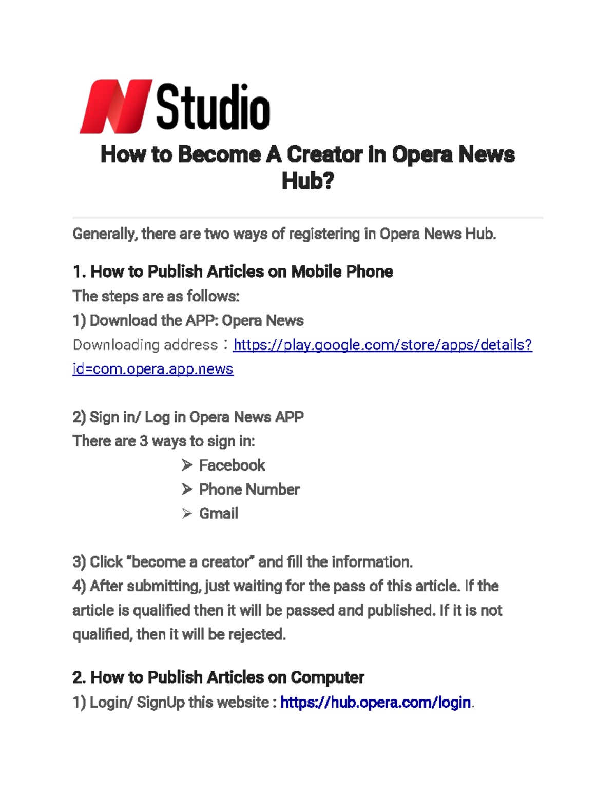 How to Become A Creator in Opera News Hub - How to Become A Creator in ...
