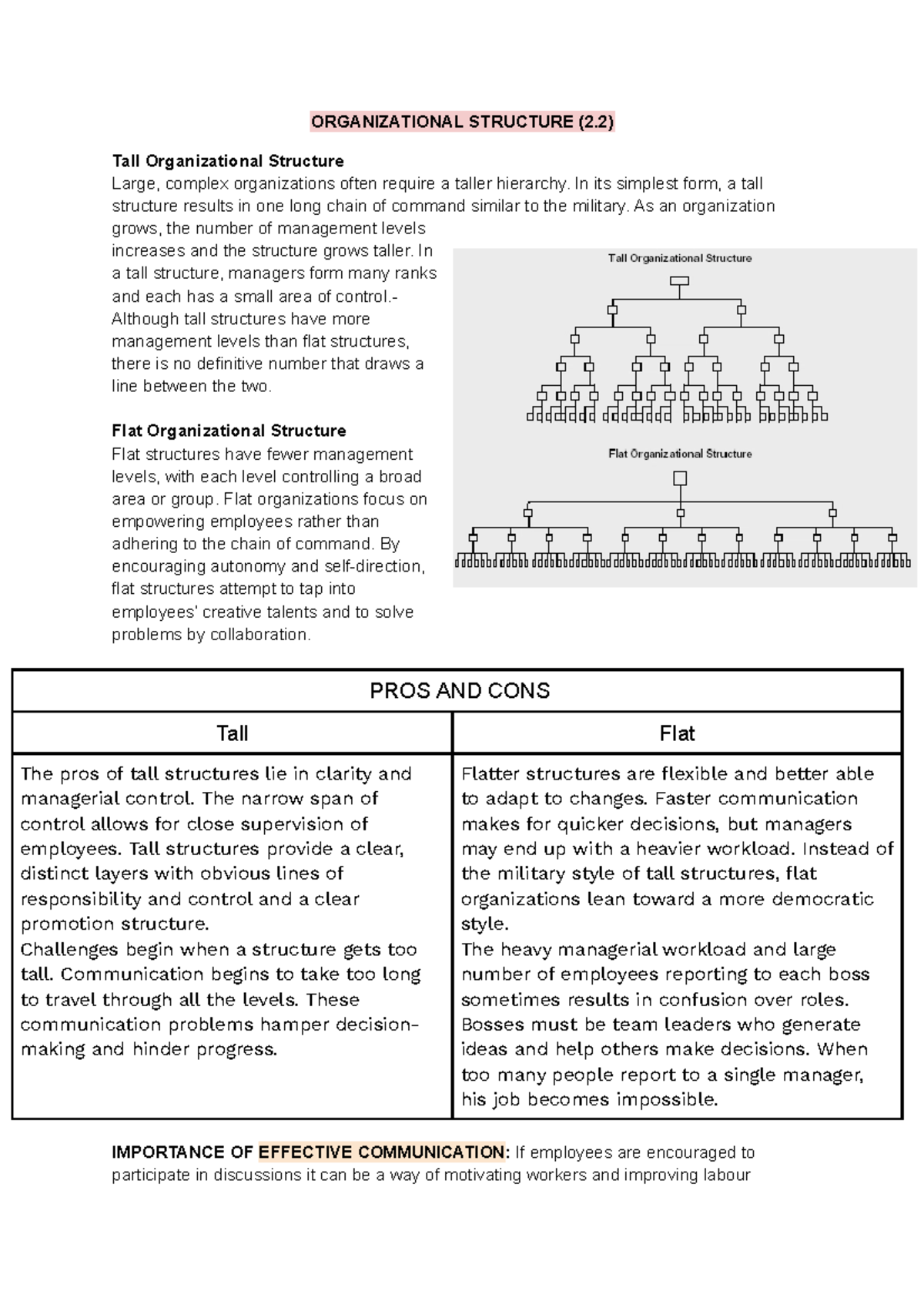 Apuntes Business - ORGANIZATIONAL STRUCTURE (2) Tall Organizational ...