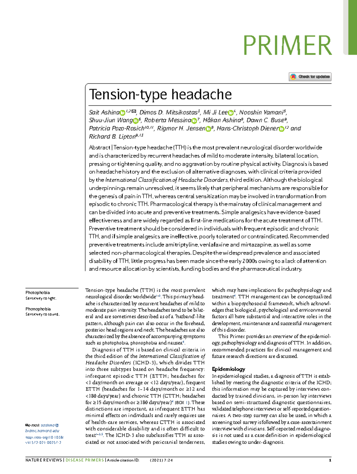 Nature cefalea tensional - Tension-type headache (TTH) is the most ...