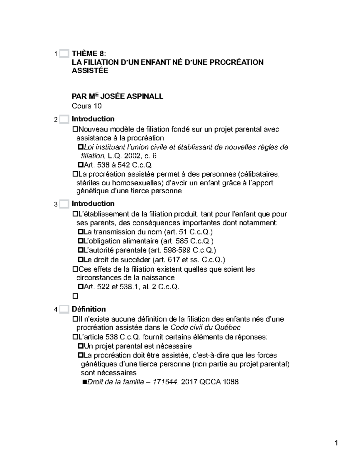 La filiation dun enfant né dune procréation assistée (Capsule ...