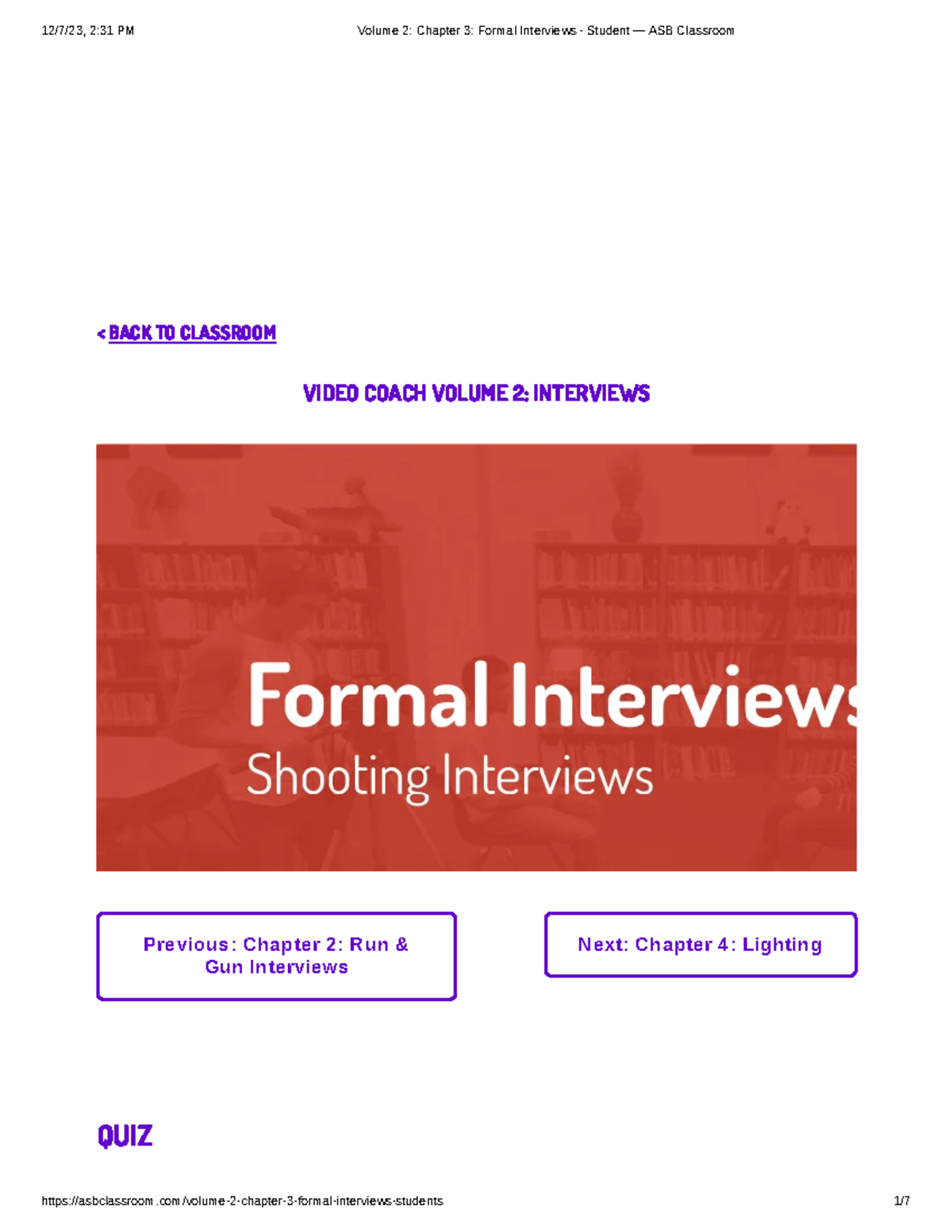 Volume 2 Chapter 3 Formal Interviews - Student — ASB Classroom