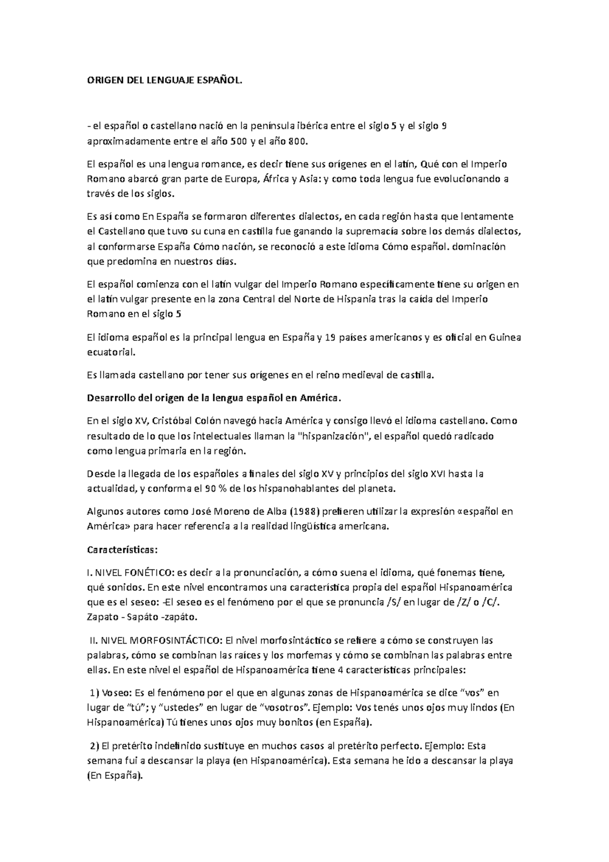 Origen DEL Lenguaje Español - ORIGEN DEL LENGUAJE ESPAÑOL. el español o ...