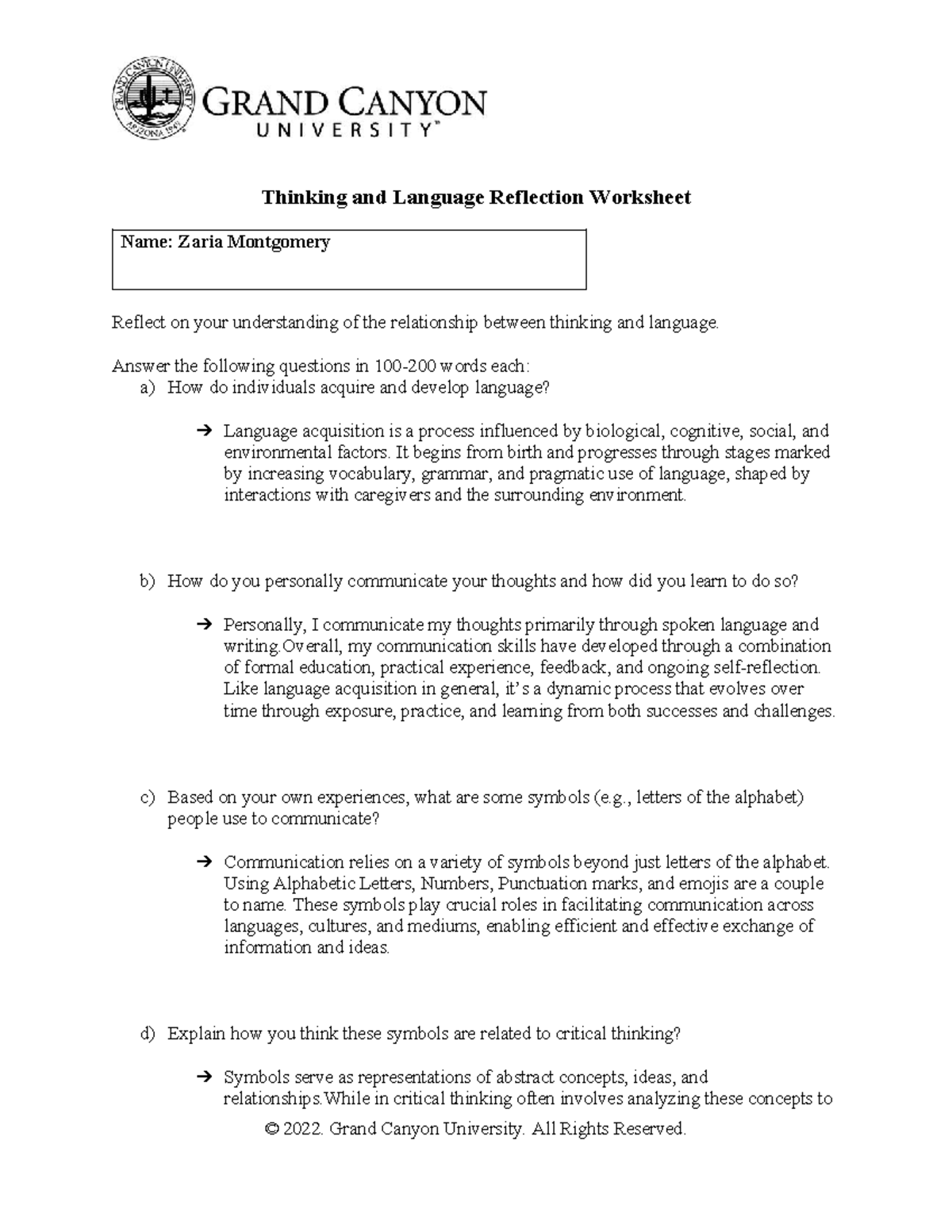 PHI105.T5 Thinkingand Language Reflection Worksheet (1) - Thinking and ...
