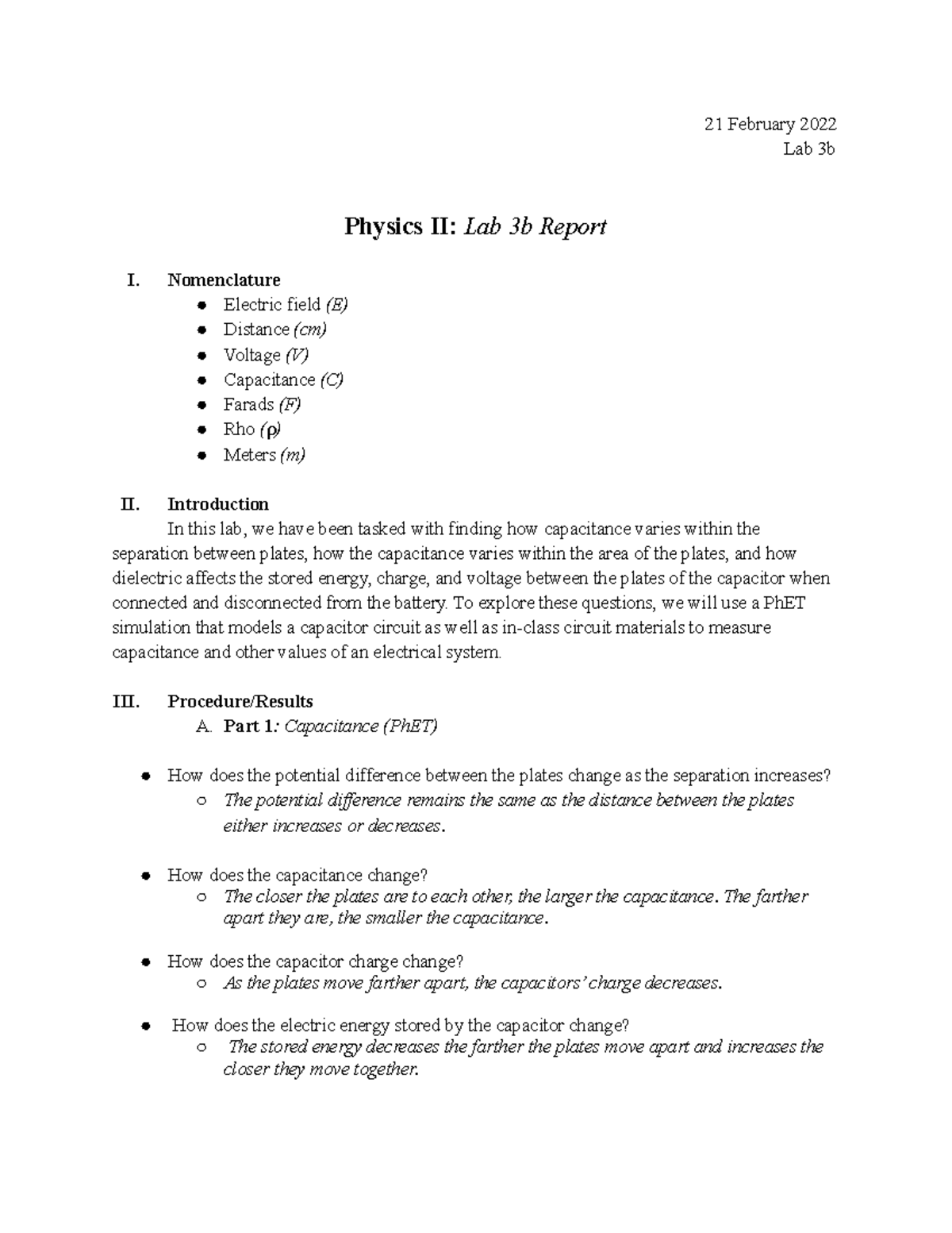 Physics 2 Lab 3b - Gabryella Redenti 21 February 2022 Matthew Zillic ...