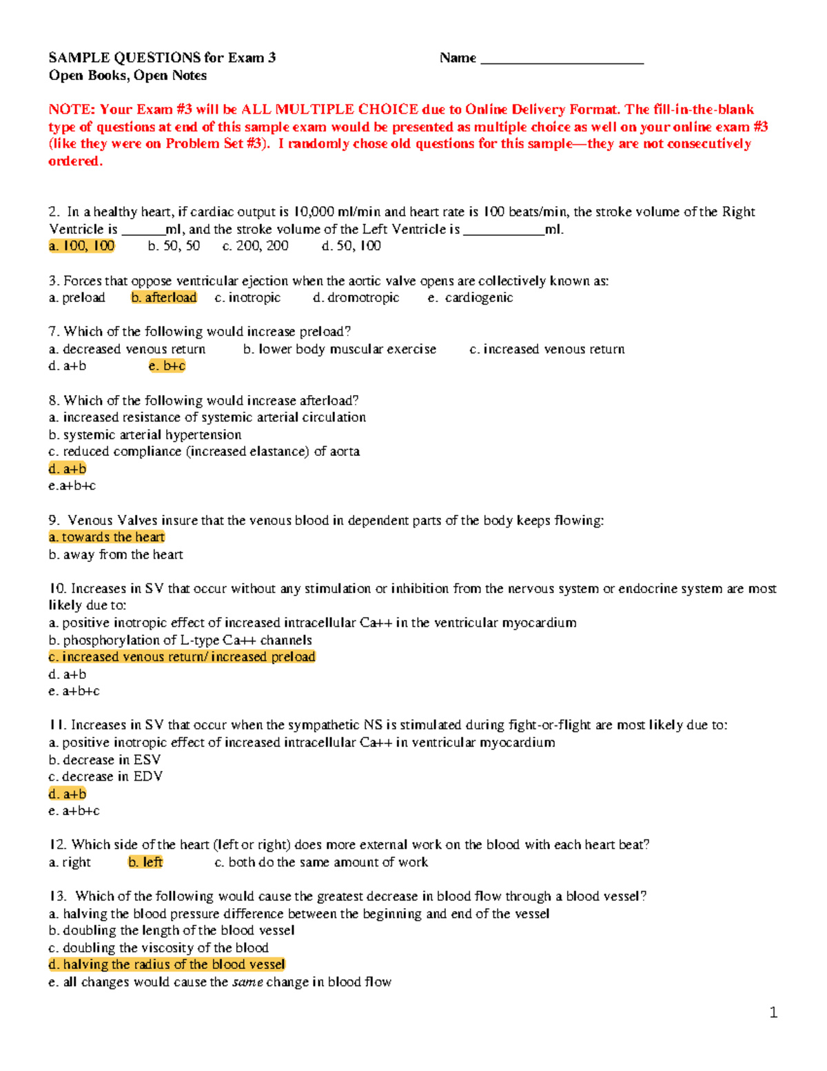 Sample e3 Bio 444c Spring 2020 - SAMPLE QUESTIONS for Exam 3 Name ...
