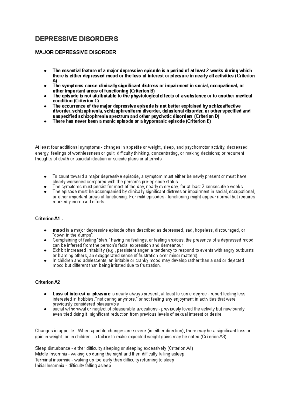 Depressive Disorders - DEPRESSIVE DISORDERS MAJOR DEPRESSIVE DISORDER ...