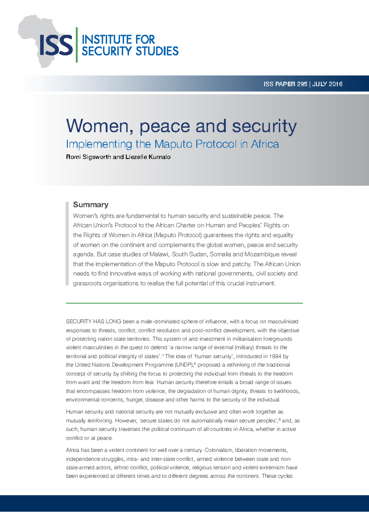 ISS Africa Women, peace and security - Women, peace and security ...