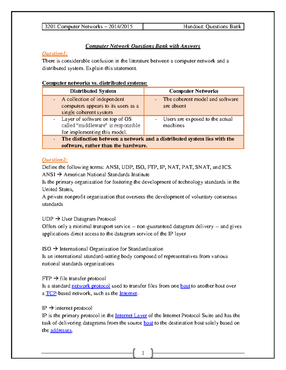 Computer networks questions with answers - Computer Network Questions Bank with Answers ...