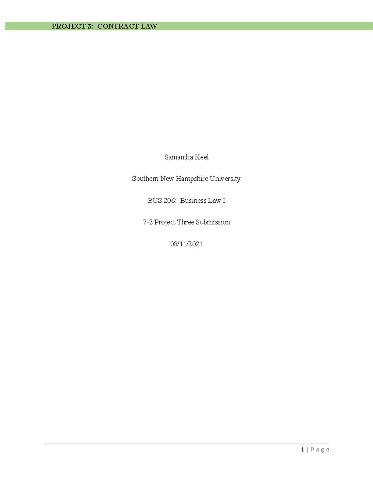 7-2 Project Three Contract Law - Samantha Keel Southern New Hampshire ...