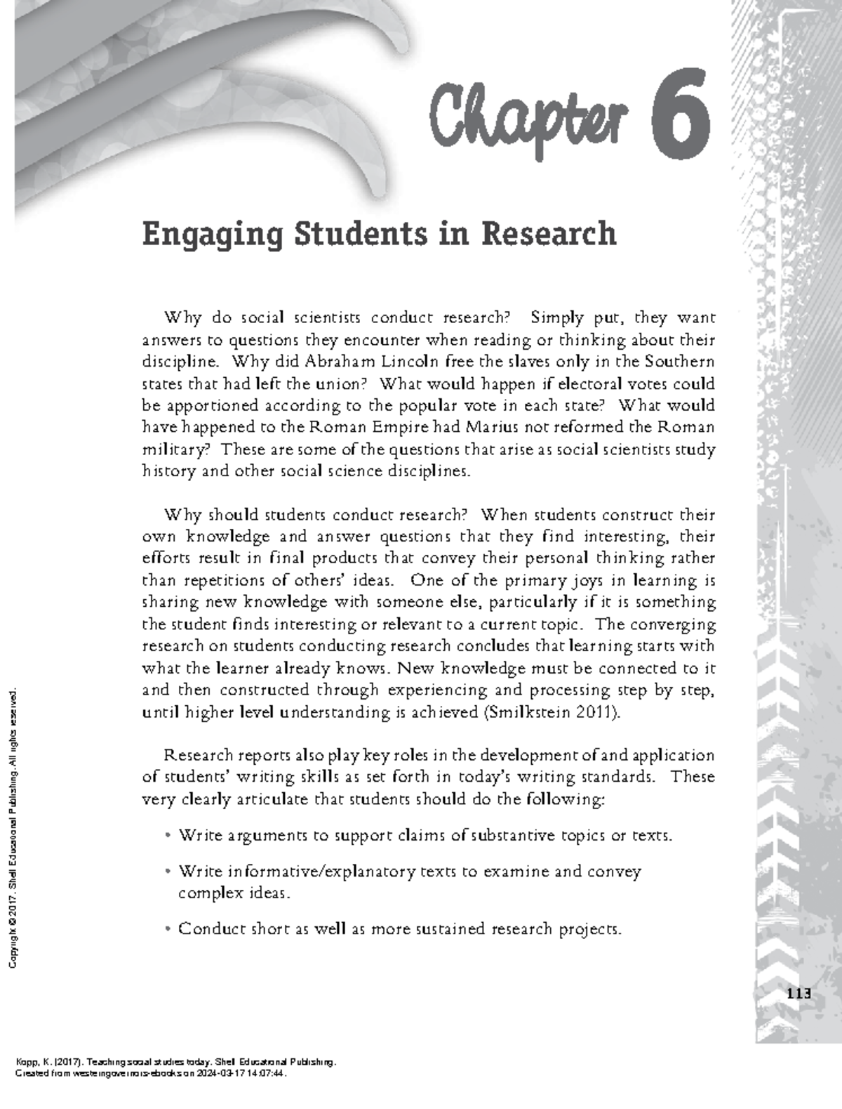 Teaching Social Studies Today - (Page 113 - Chapter 6 Engaging Students ...