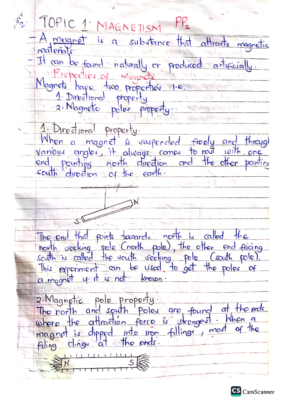 Physics Form 2Notess - TOPIC 1: MAGNETISM PP2 materials A magnet is a ...