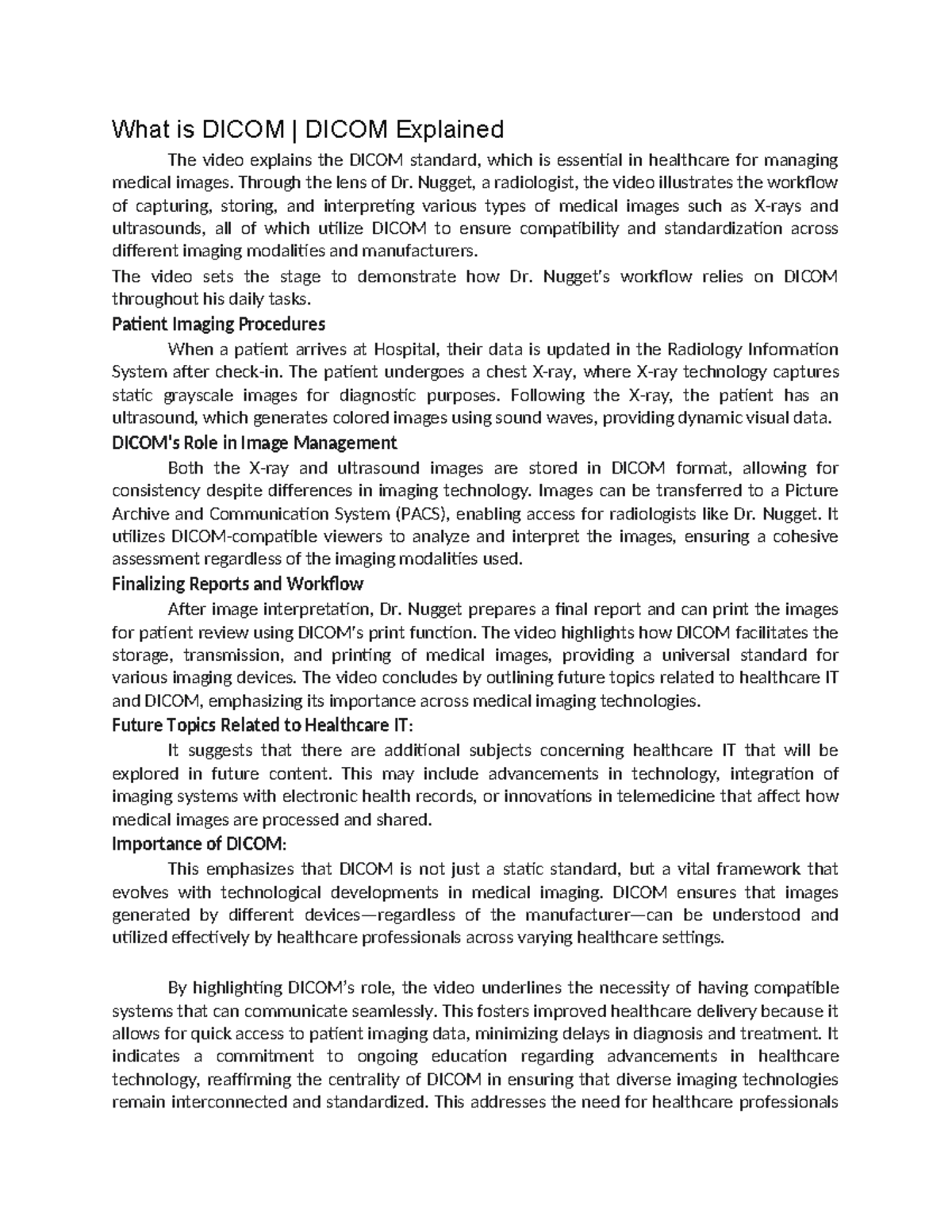 Workflow-in-Radiology vid - What is DICOM | DICOM Explained The video ...