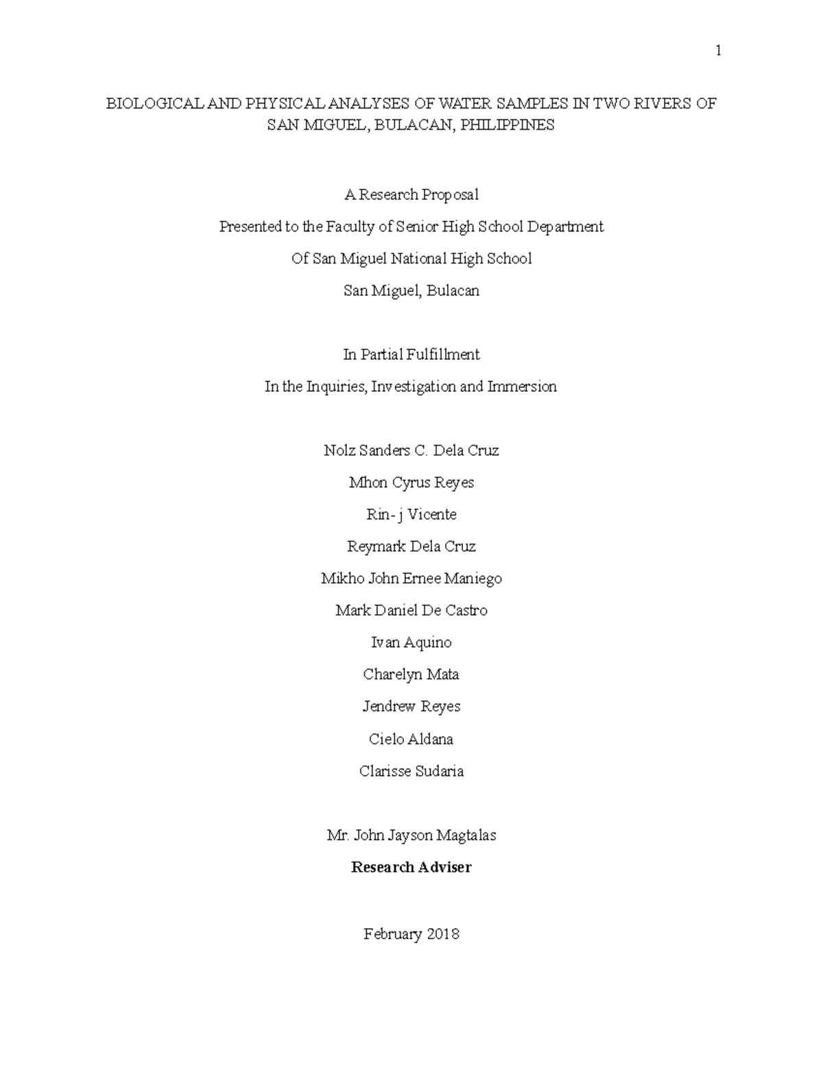 Research-Water-Samples notes and lecture now - BIOLOGICAL AND PHYSICAL ...