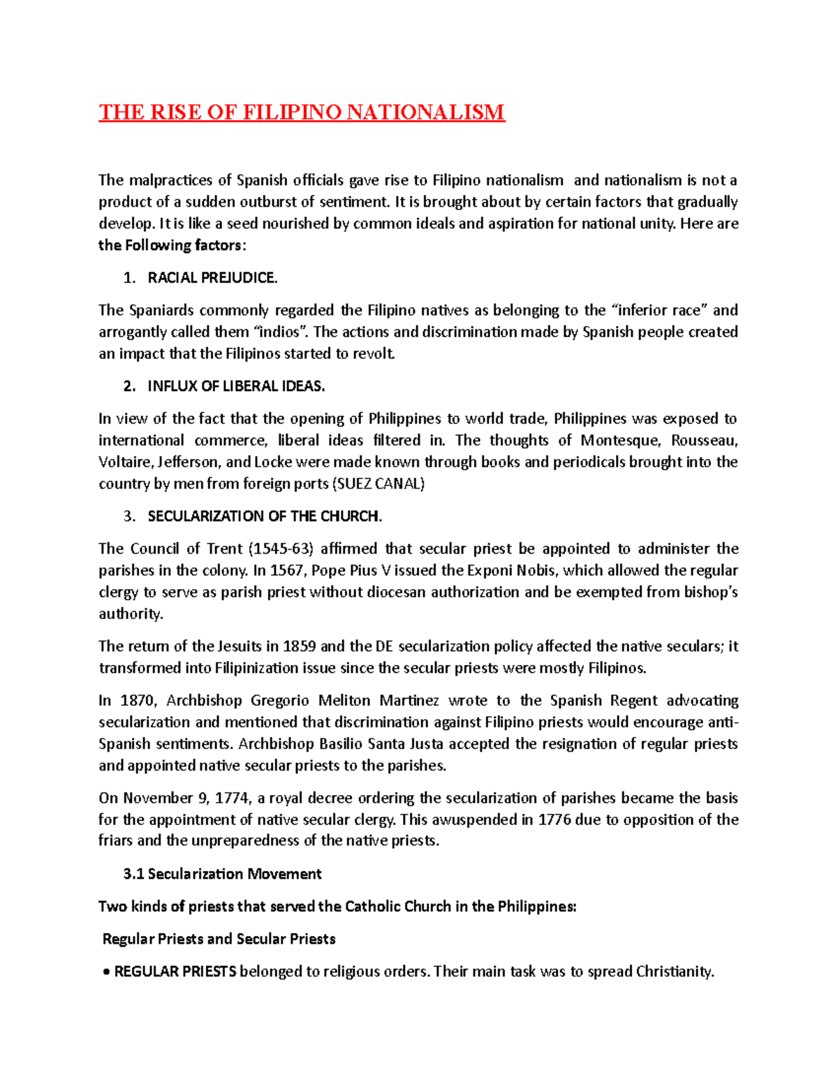The Rise of Filipino Nationalism - THE RISE OF FILIPINO NATIONALISM The ...